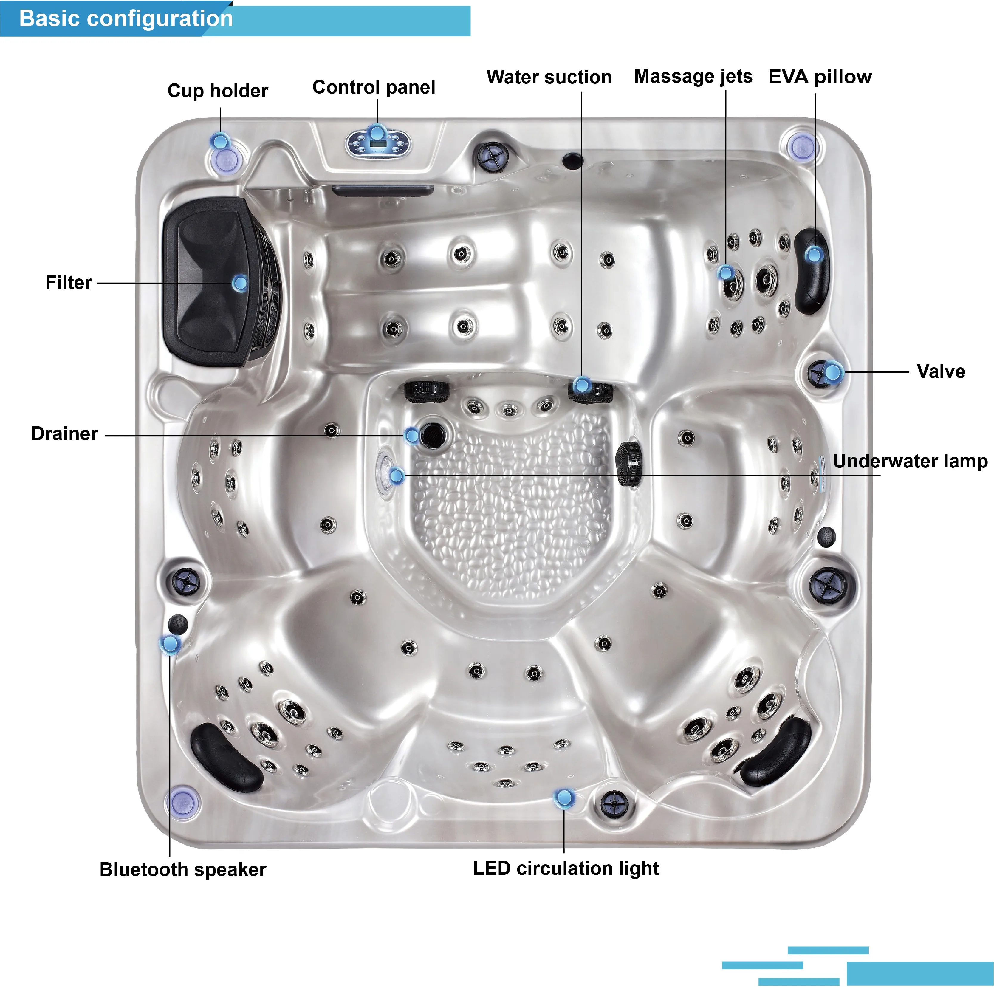 Sunrans 5 People Freestanding Balboa Large Functional Acrylic Whirlpool ...