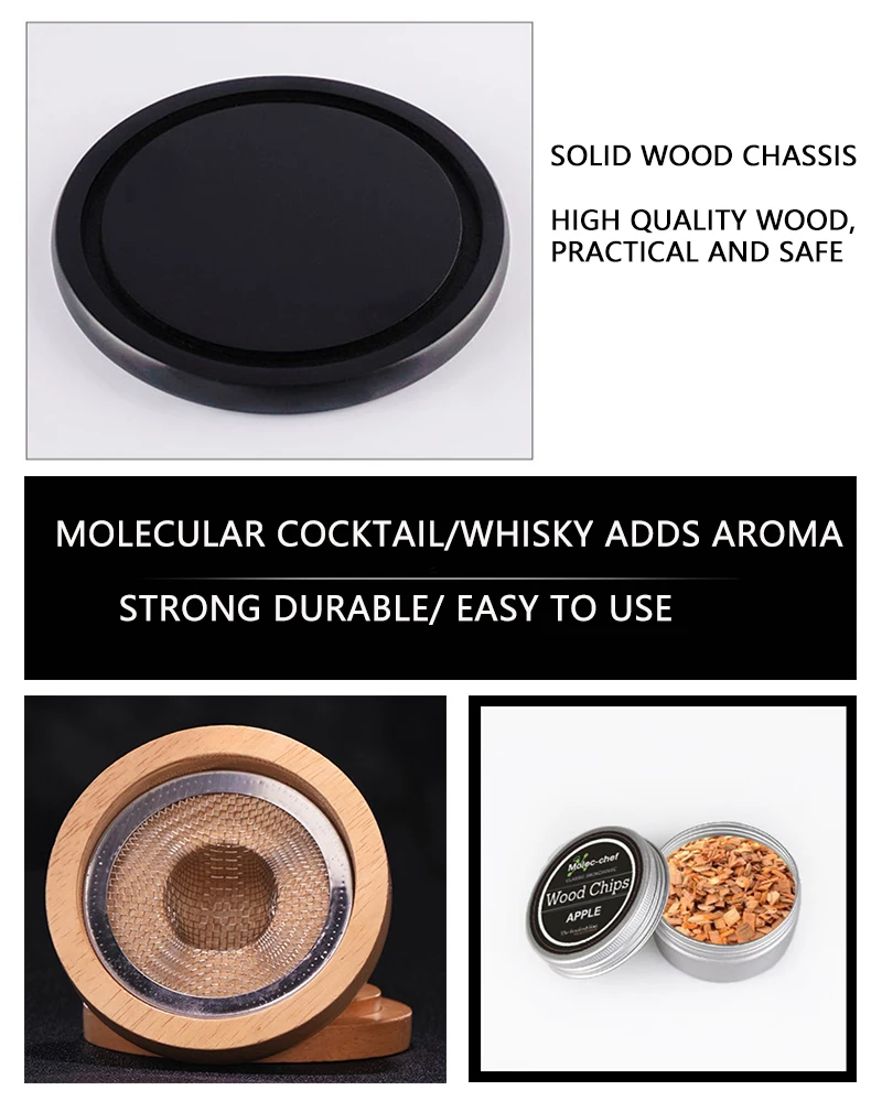 Glass Display Dome Cloche for Smoking Drinks with Wooden Base