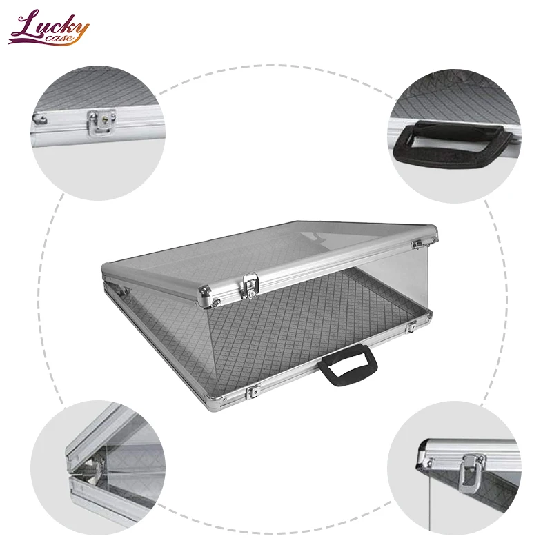 Custom Aluminum Acrylic Top Display Locking Travel Table Counter Top ...