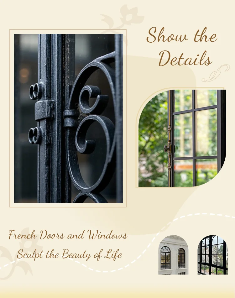 PDP Soundproof Triple Glazed Copper Window Retro French Style