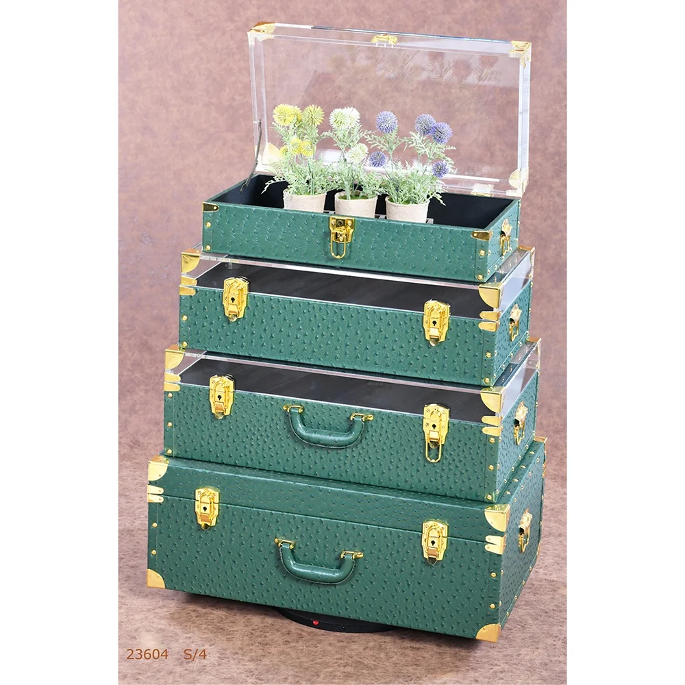 Luxury Leather and Acrylic Box Rectangle Storage Trunk with Clear ...