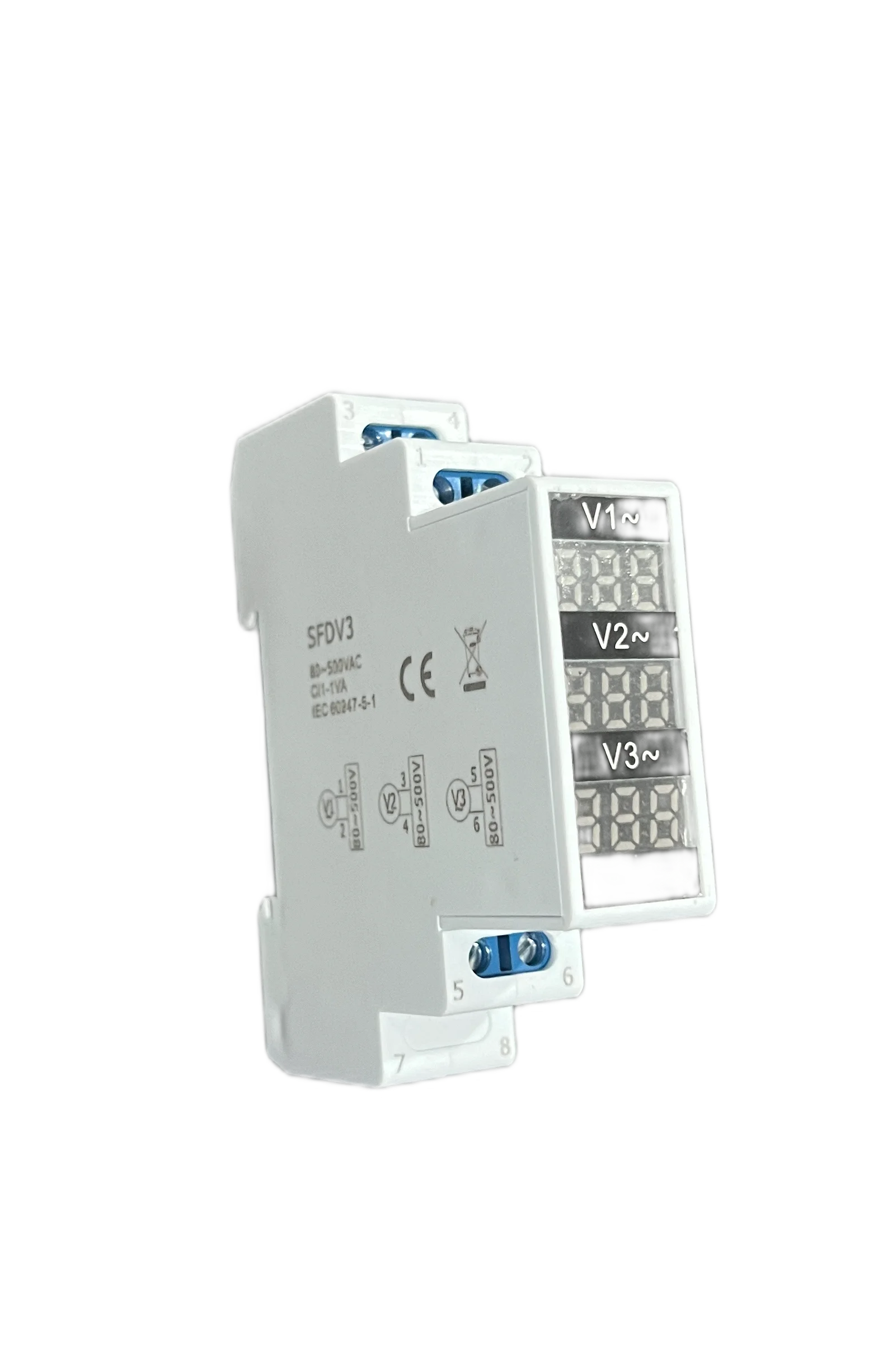 Din Rail 3 Phase Voltage Meter Led Digital Display Ac 80-500v Mini ...