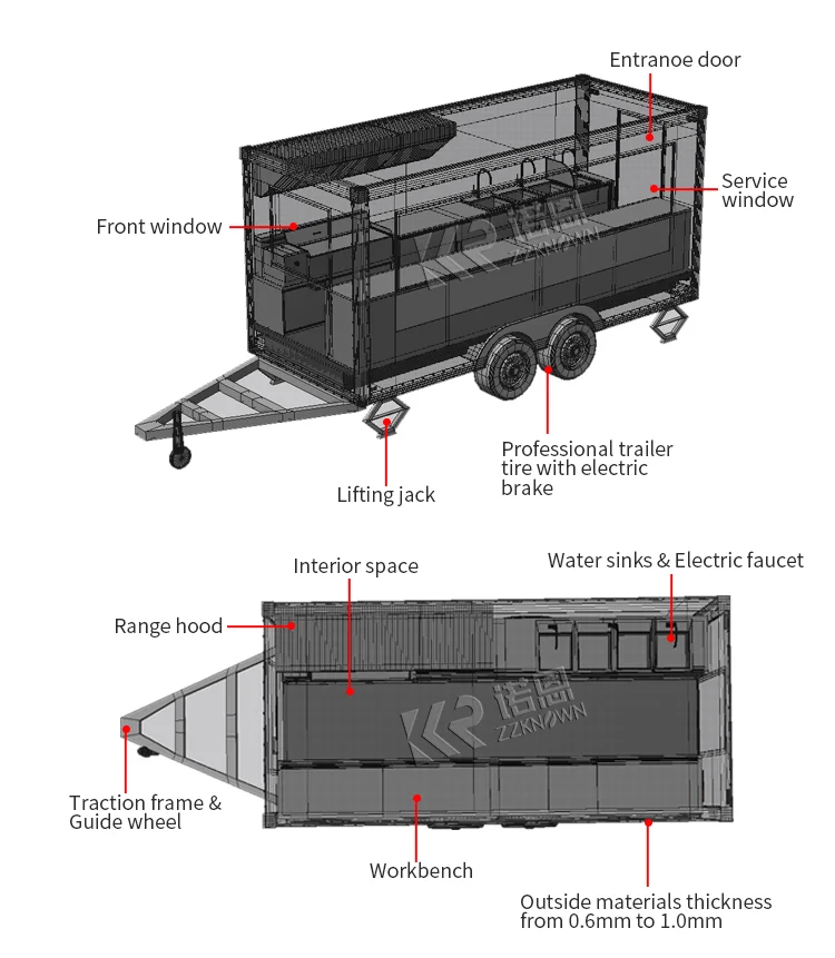 Outdoor Food Cart Mobile Kitchen Vending Food Trailer Food Truck ...
