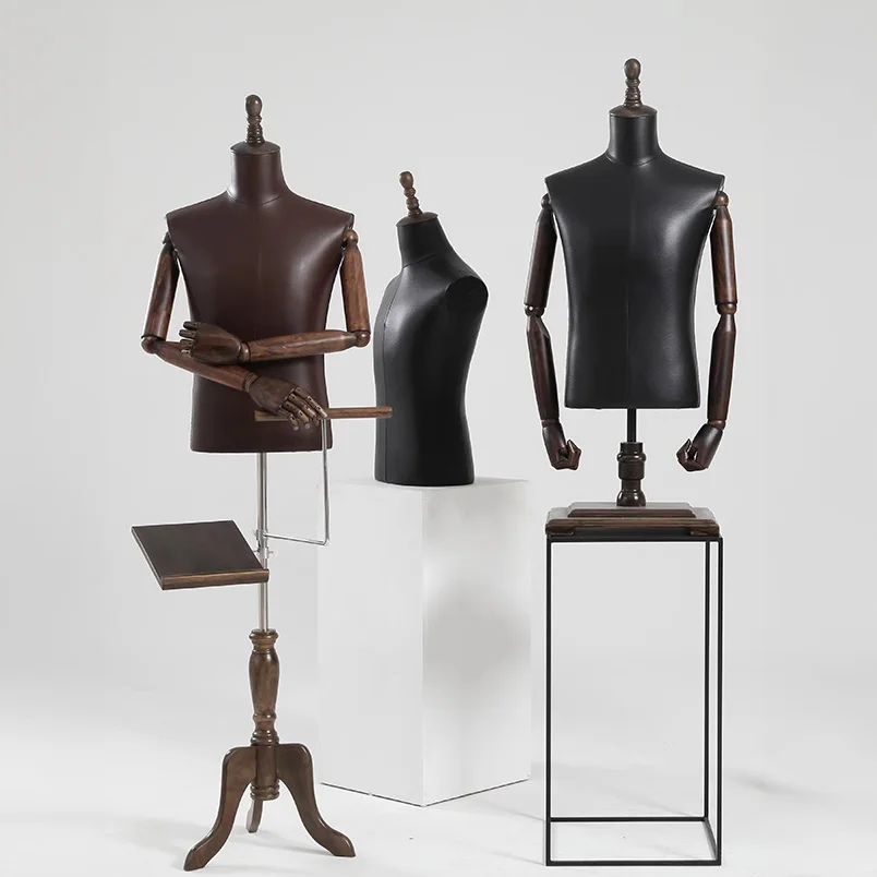 Wholesale Quality PU Leather Male Mannequin Half Body Male Bust ...