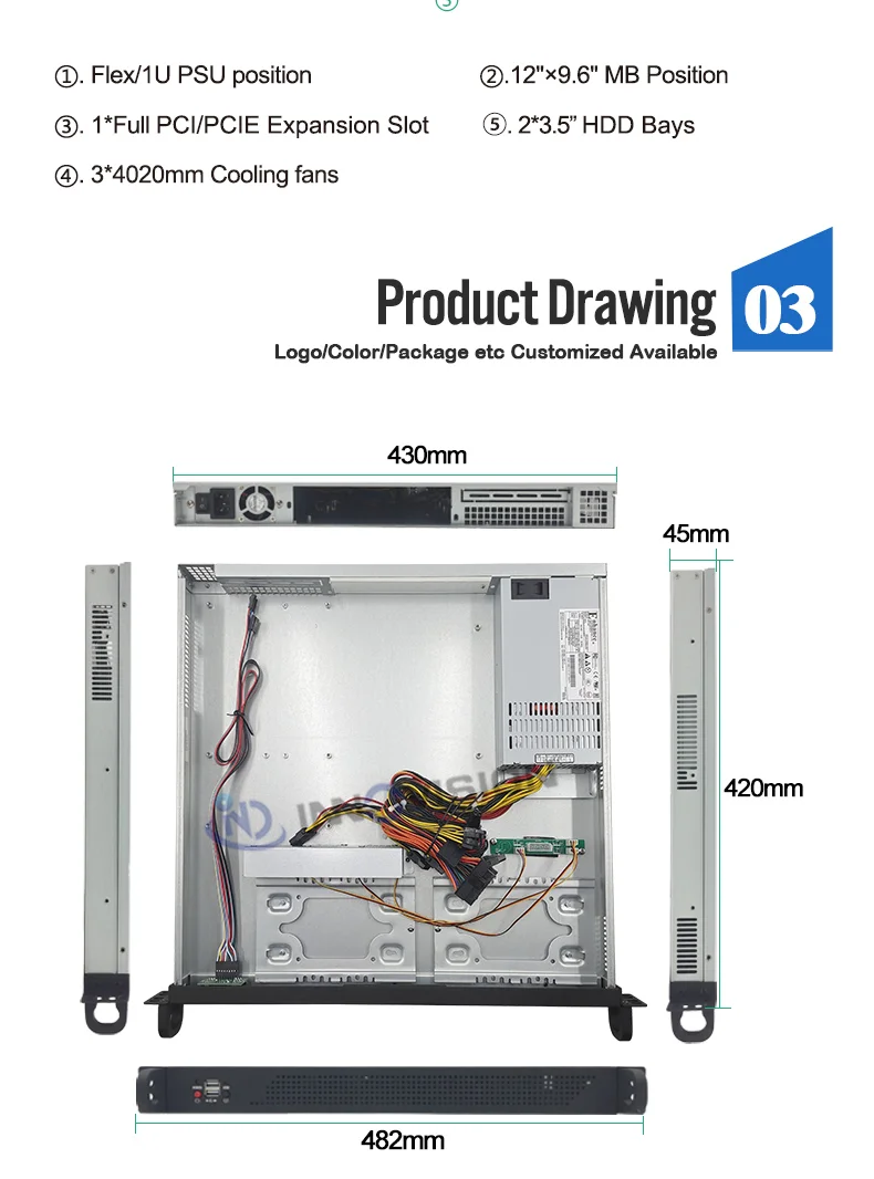 1U Rack Mount ATX Server Case - Flexible & Durable Design