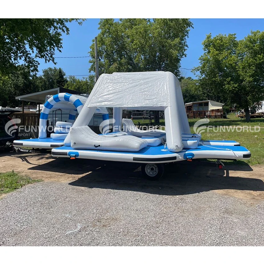 Outdoor DWF Inflatable Floating Island Raft with Canopy