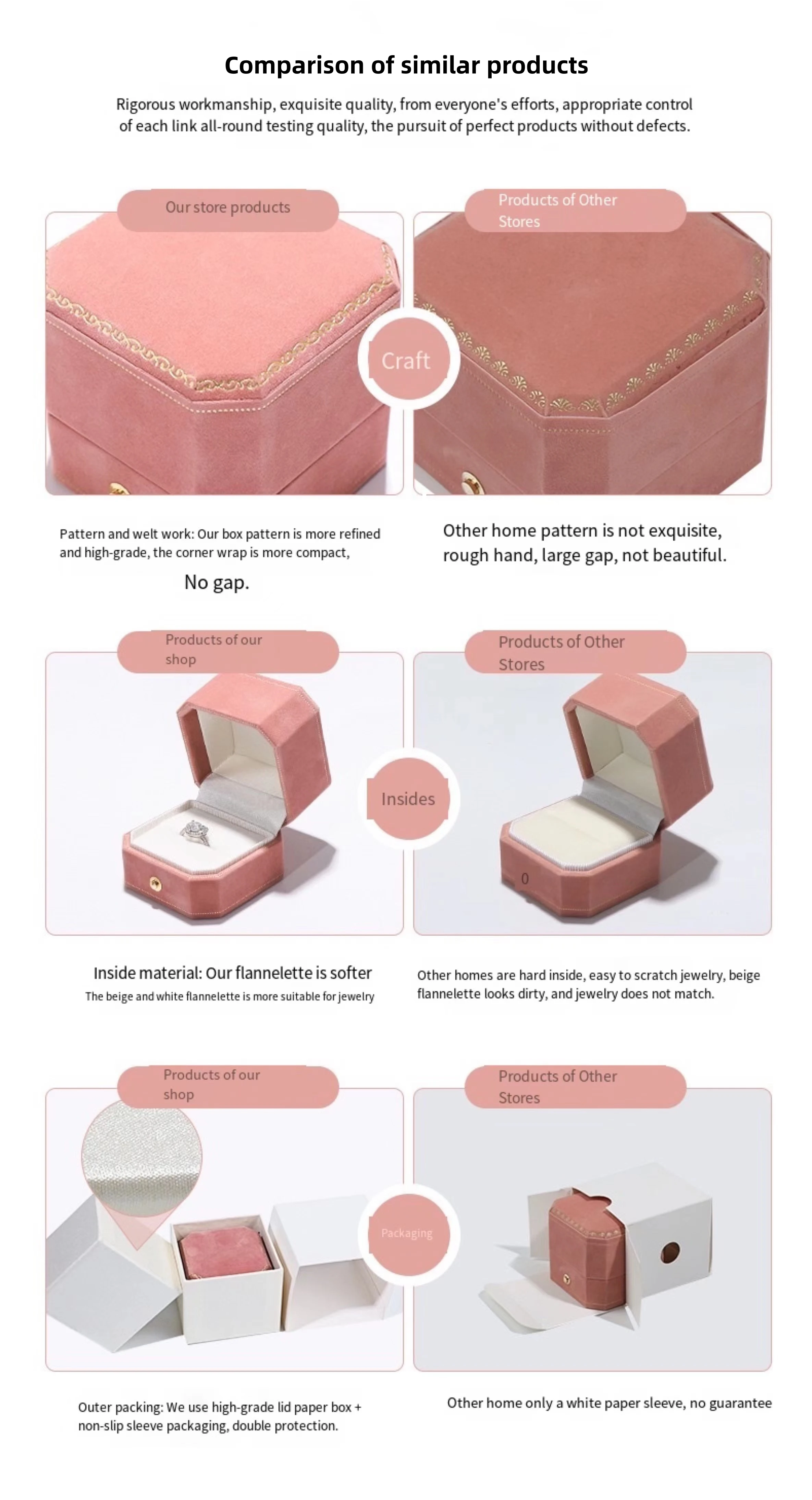 Luxury Wedding Gift Box Jewellery Pink Color Box Storage Jewellery Case Velvet Jewellery Packing ...