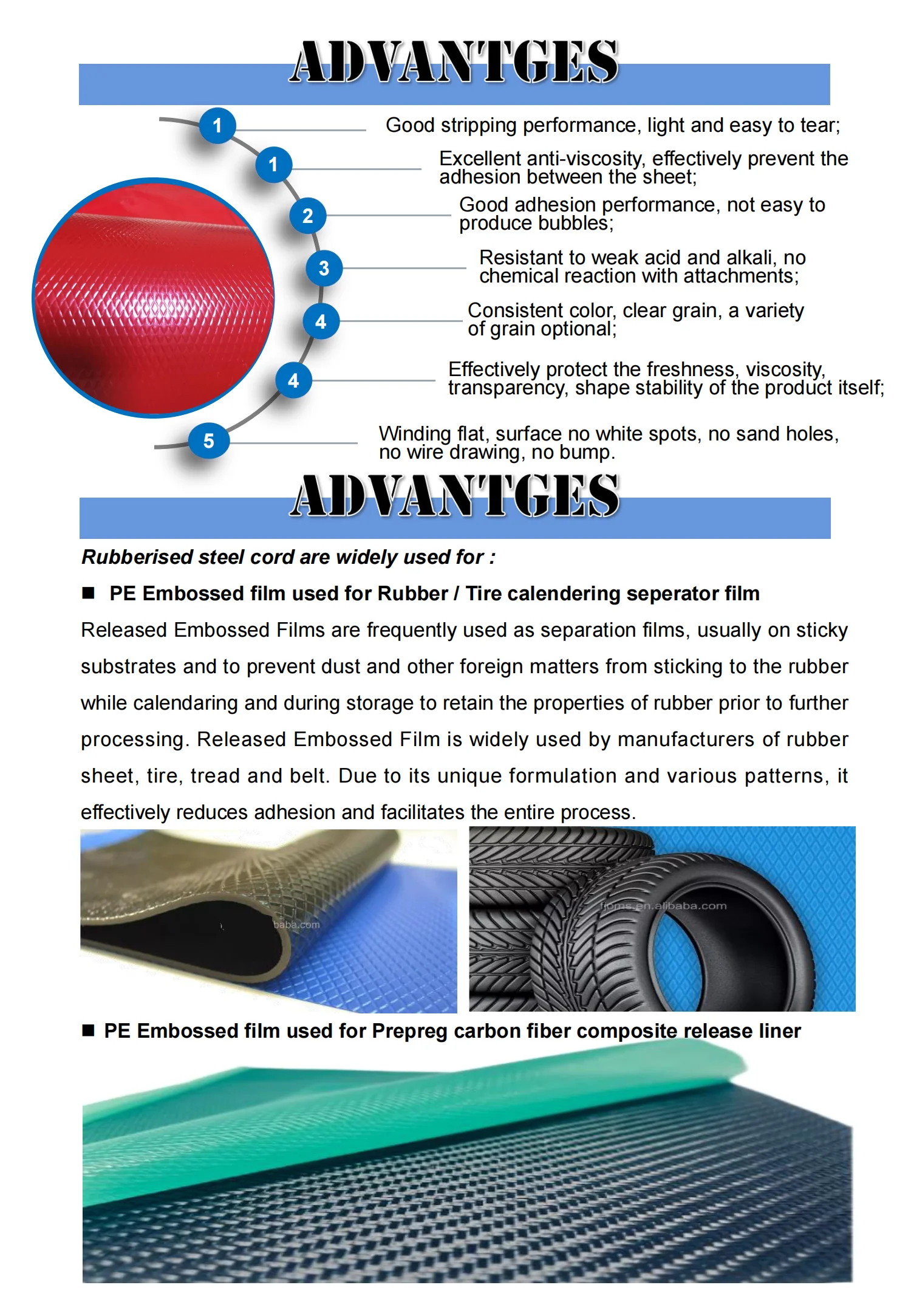 Supply Colored Polyethylene Embossed Plastic Film For Rubber ...