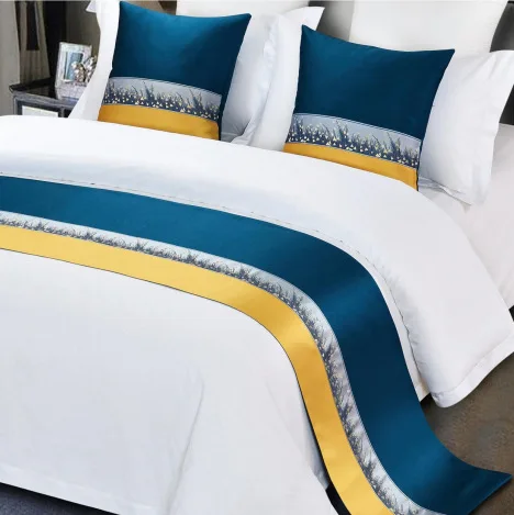 Light Luxury Hotel Bed Linen Hotel Solid Color Bed Runner Comforter ...