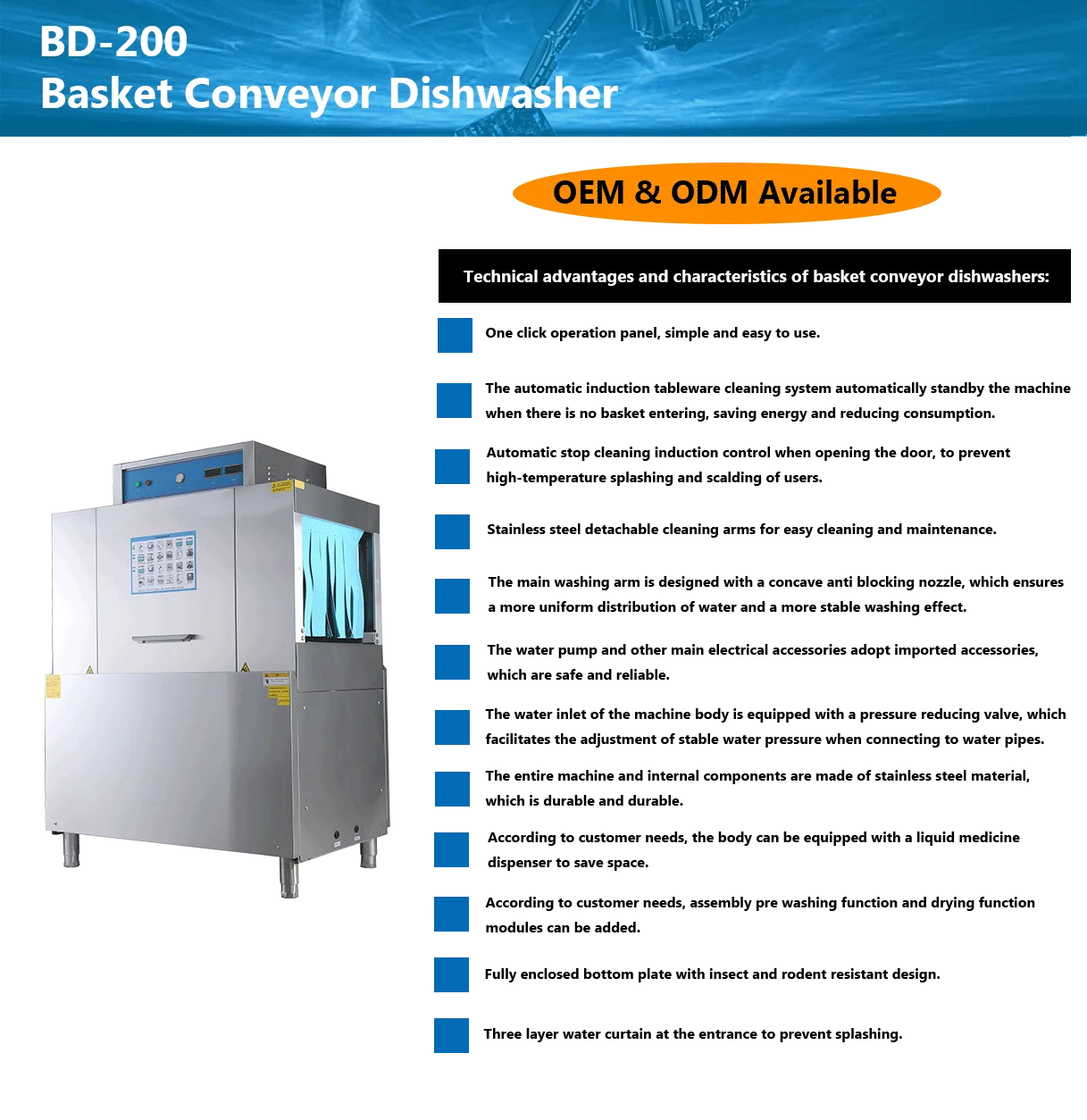 BD-200E Dishwasher - Efficient & Energy-Saving Solutions