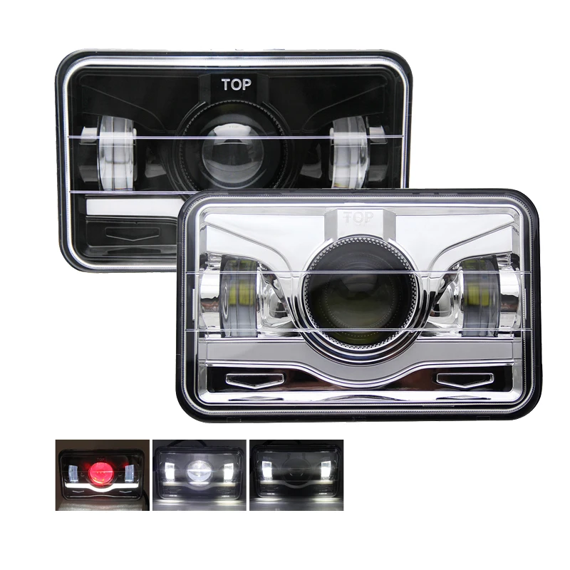 点drl Hi Lo光束12 24v天使眼投影仪红色预警矩形h4651 H4652 H4656 H4666 H6545平方45w 4x6 ...