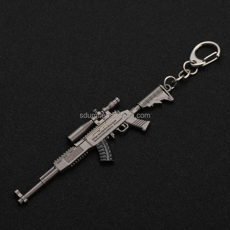 Fashion Metal Eat Chicken Flare Gun Keychain Revolver Jewelry Key Ring ...