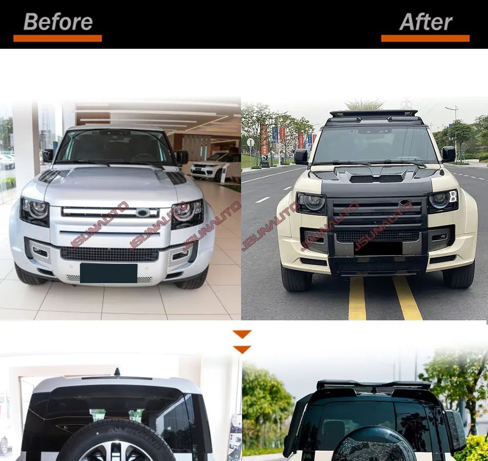 2020-2023 Defender 110 Facelift Carbon Engine Hood Wide Fender Body Kit ...