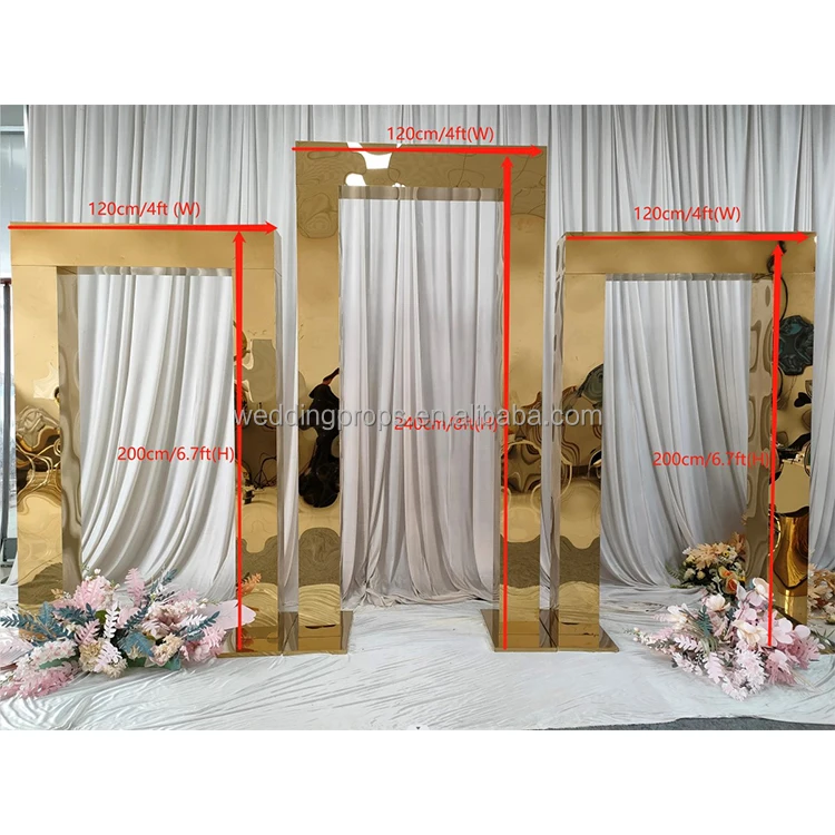 Luxury Gold Metal Shinny Stainless Steel Arch Wedding Backdrop Stand ...
