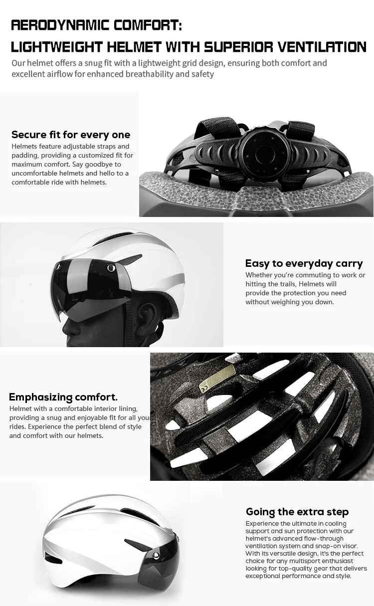 Adjustable Urban Cycling Helmet With Sun Visor Bicycle Helmet Lights ...
