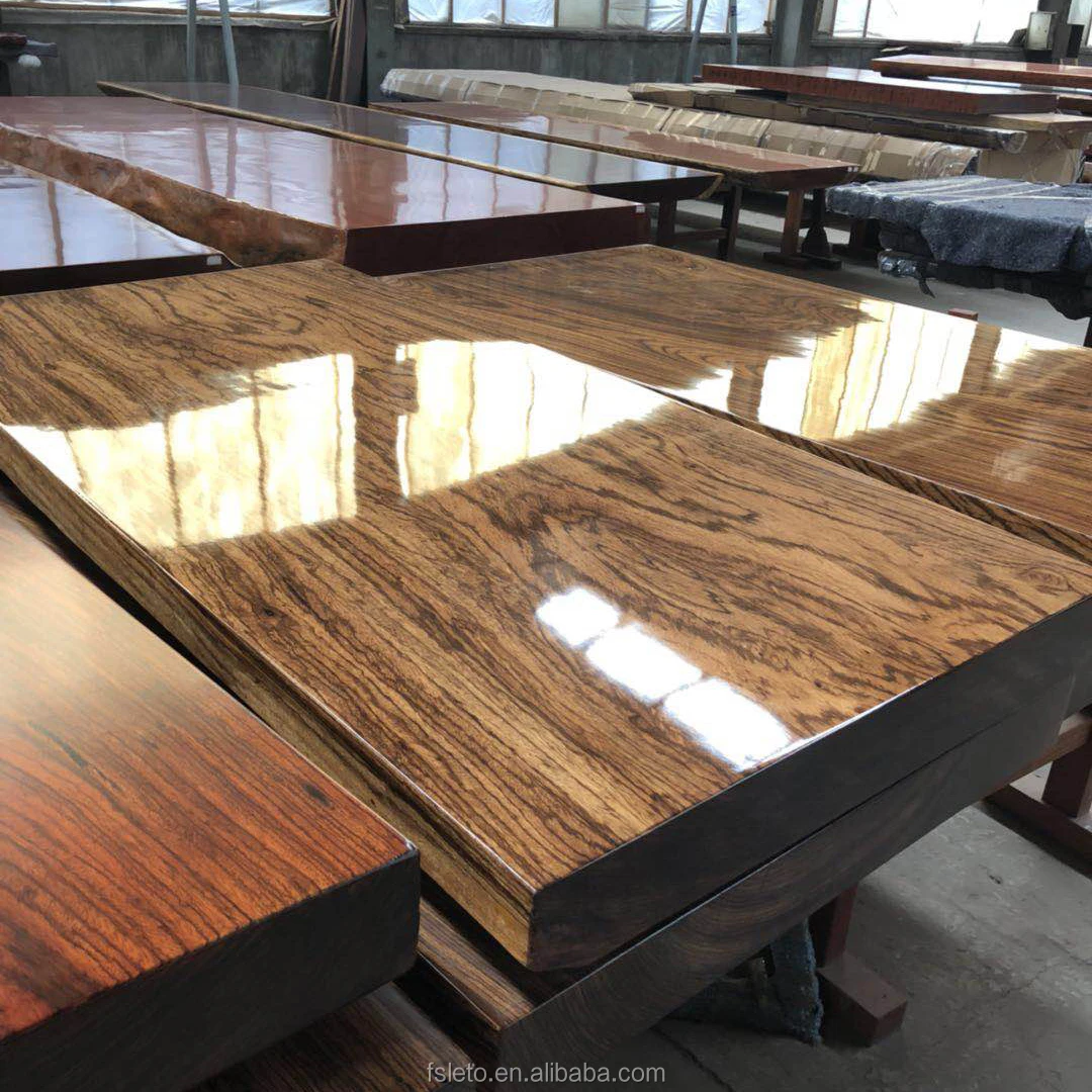 Factory Wholesale Solid Wood Dining Table Top - Custom Live Edge Zebra ...