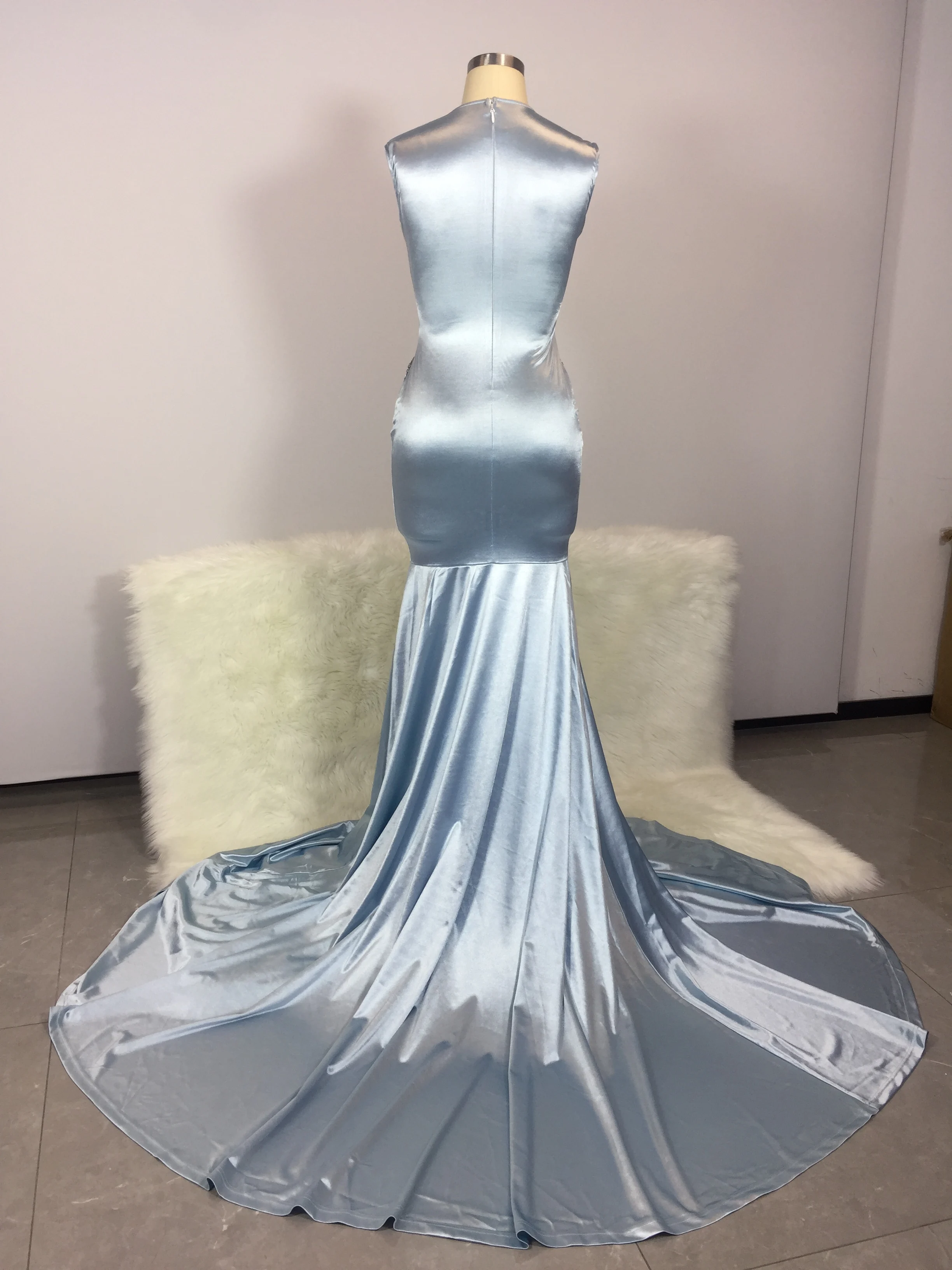 Ocs Sky Blue Ball Gown Prom Dresses 2023 Black Girls Evening Gowns Sexy ...