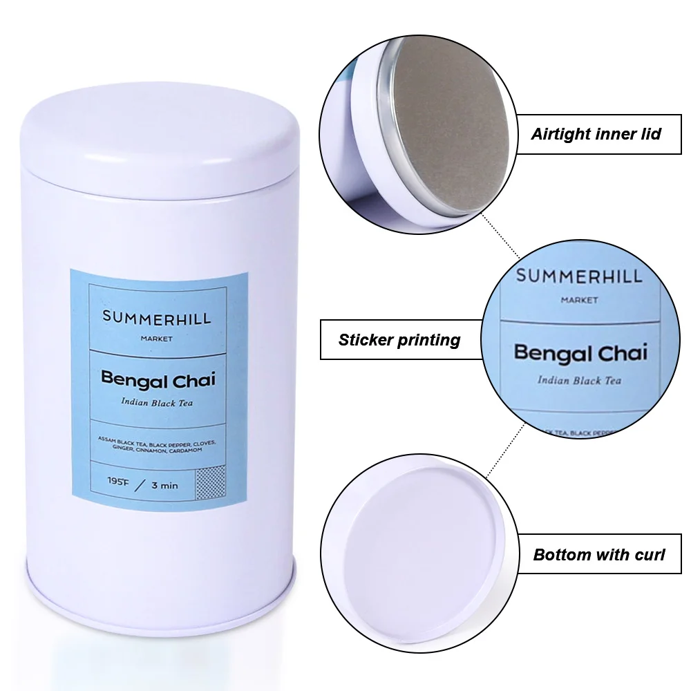 Customized Empty Food Grade Coffee Beans Tin Box Metal Airtight Round ...