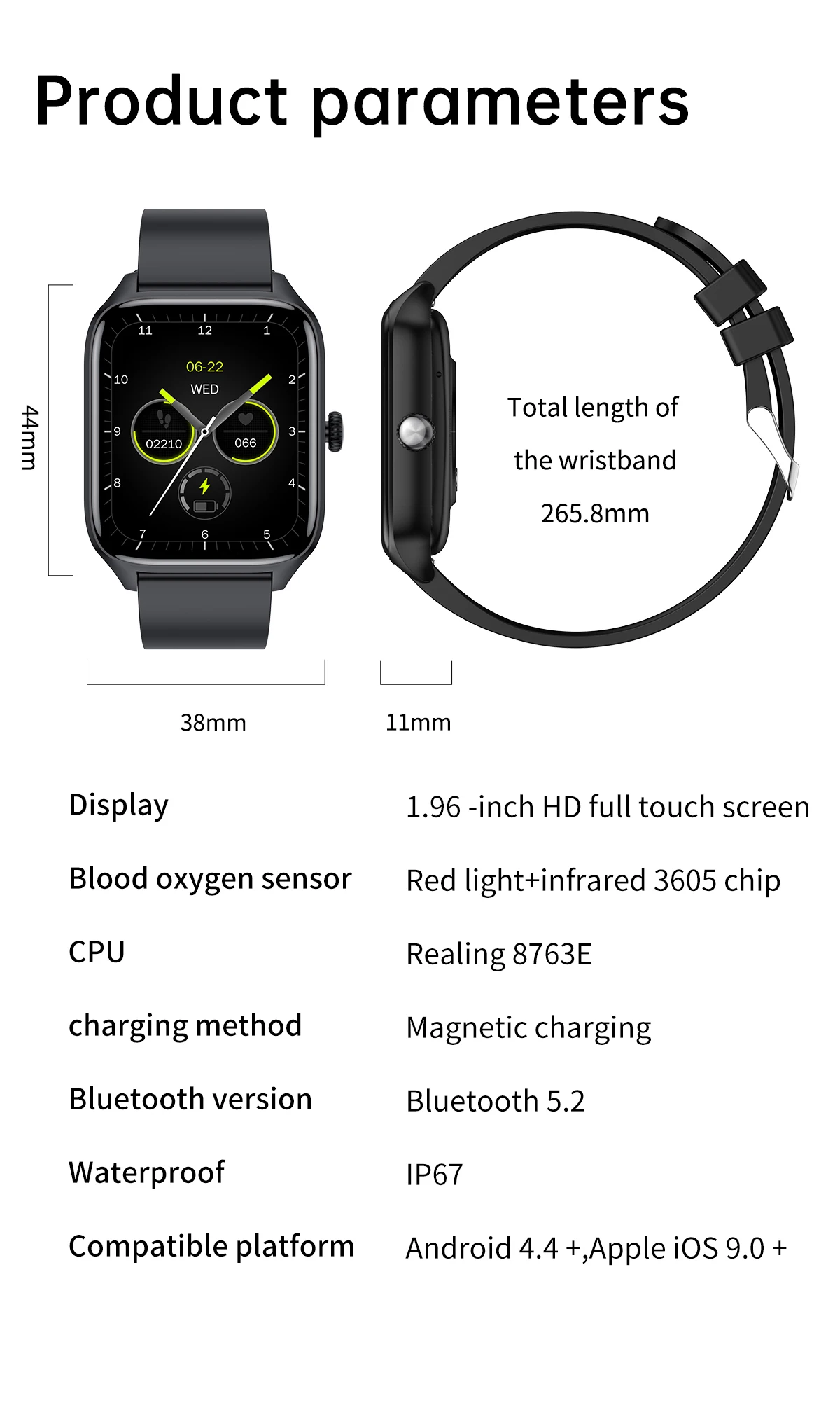 2023 New T19 Pro Big Screen Relojes Smart Watch 1.96 Inch Waterproof ...
