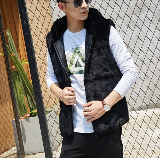 Alibaba.com: YR227 Men Real Rabbit Fur Vest with Hood, Genuine Fur ...