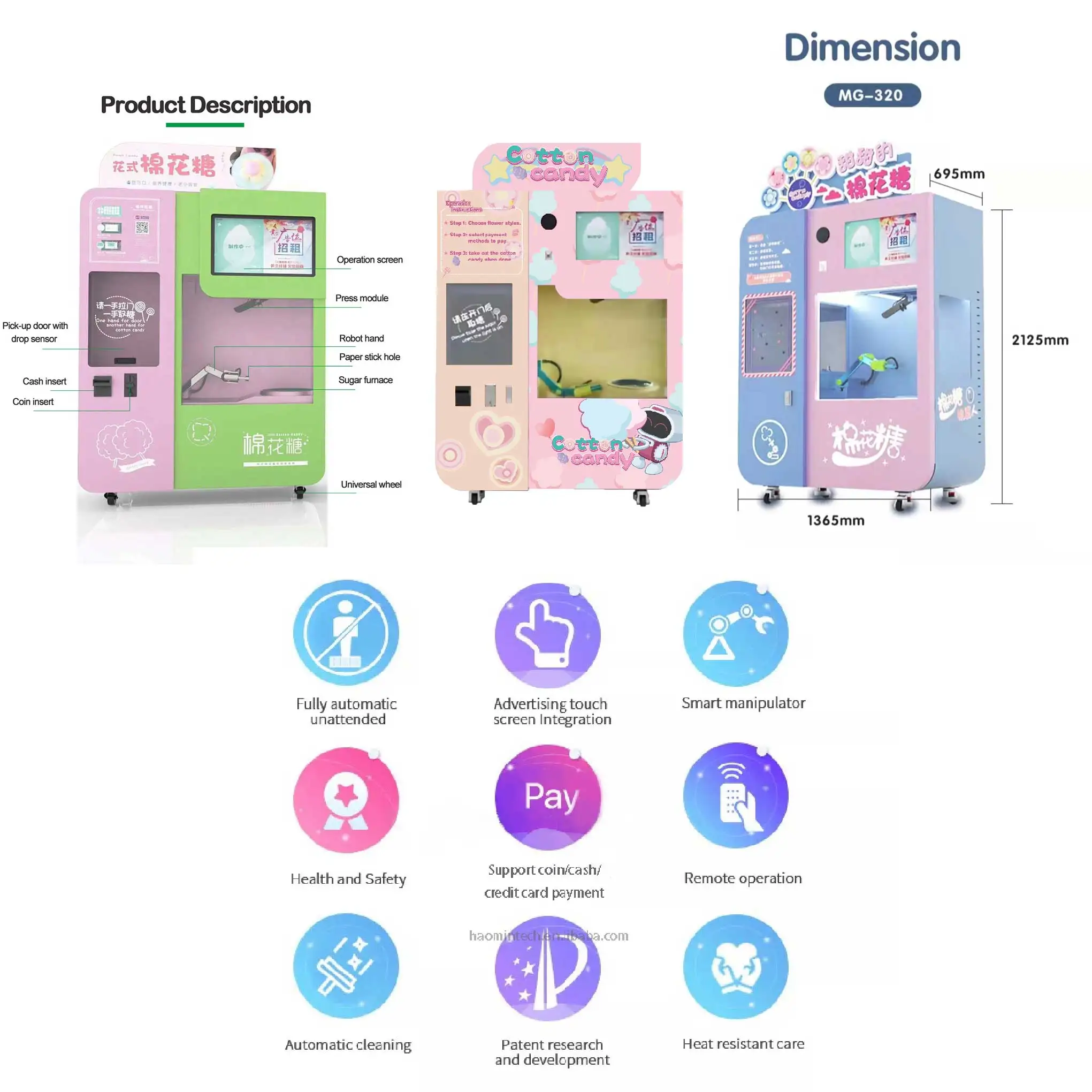 Cotton Sugar Floss Machine - Automatic Cotton Candy Vending