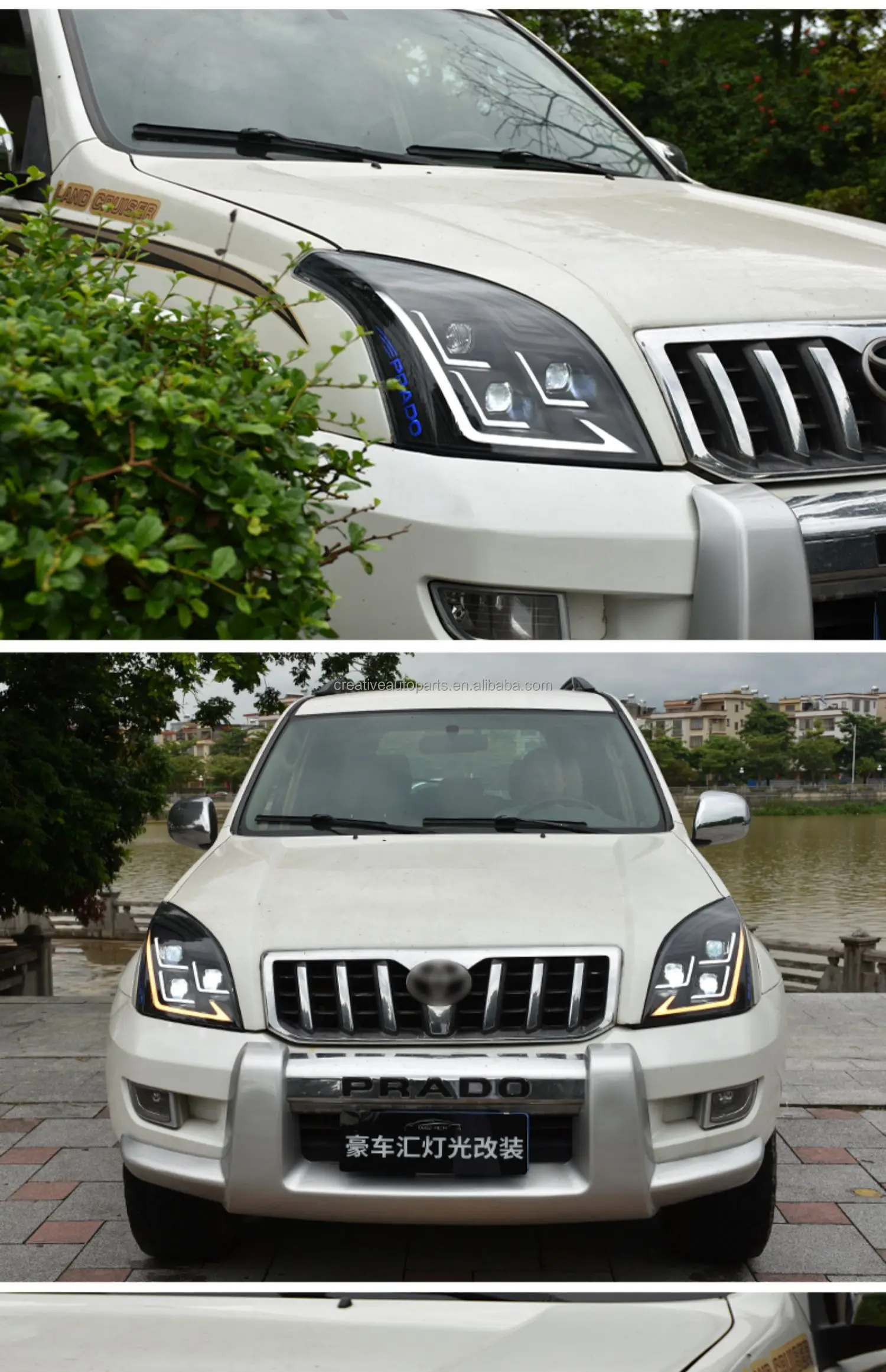 Toyota Prado FJ120 LED Headlight 2003-2009, Bi Xenon Matrix Front Lamp ...