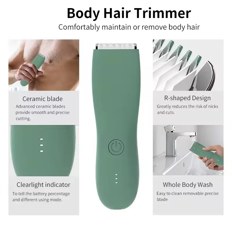 Waterproof Cordless Cutter Body Face Hair Trimmer Ultra-quiet Shaver ...