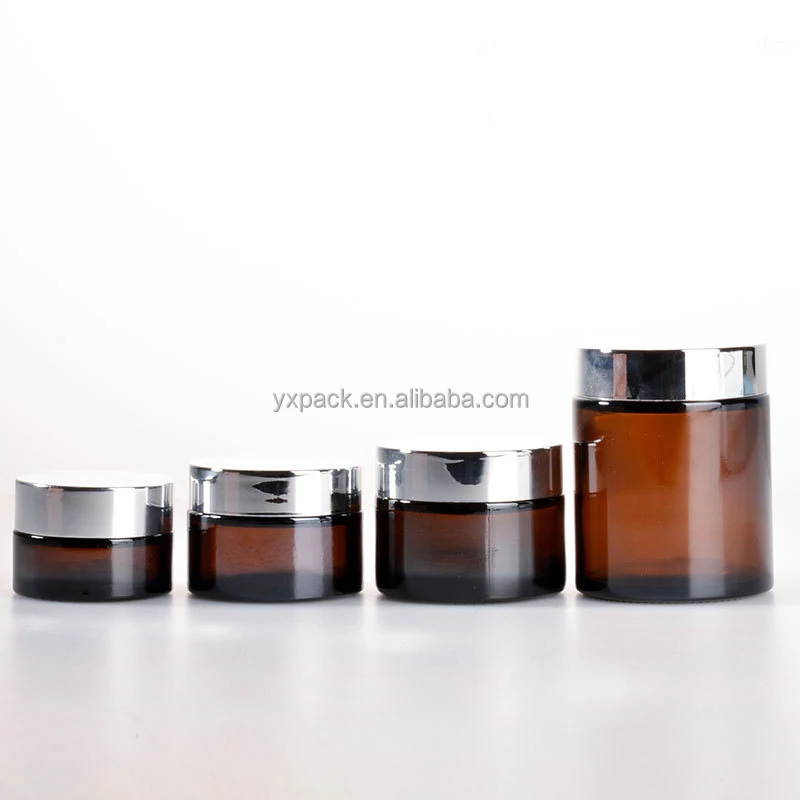 Amber Skincare Cosmetic Packaging Glass Cream Jar 50g Slimming Scrub ...