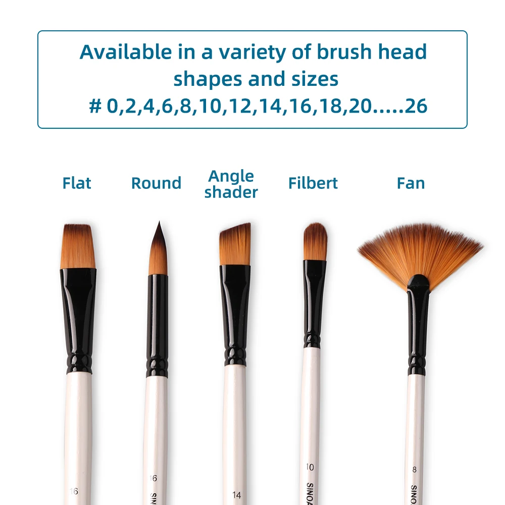 Sinoart Customized Nylon Artist Paint Brush Set For Watercolor Oil ...
