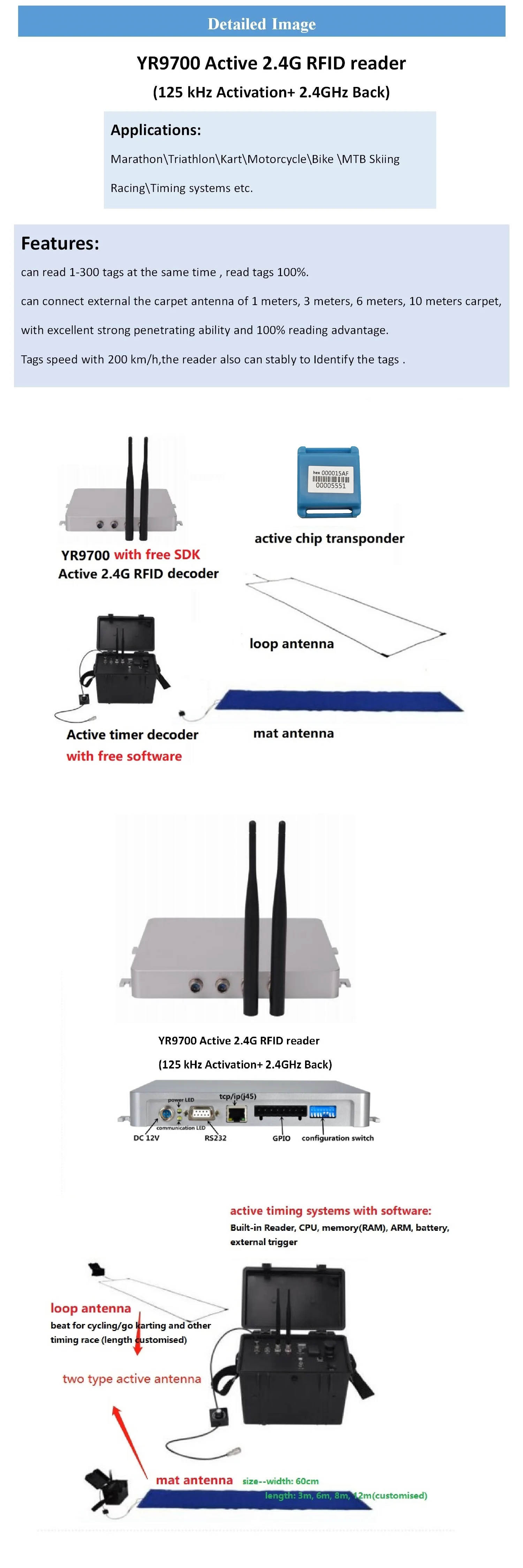 High Speed Cycling & Skiing Timing Solutions with 2.45ghz Chip Transponder