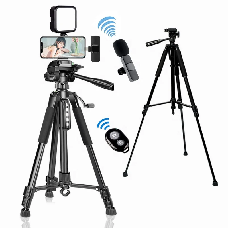 Professional Tripod Stand Video Making Kit LED Light Lapel Wireless ...