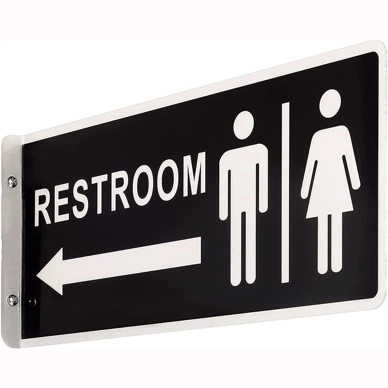 Manufacturer Custom Double Sided Metal Restroom Sign, Aluminum Bathroom ...