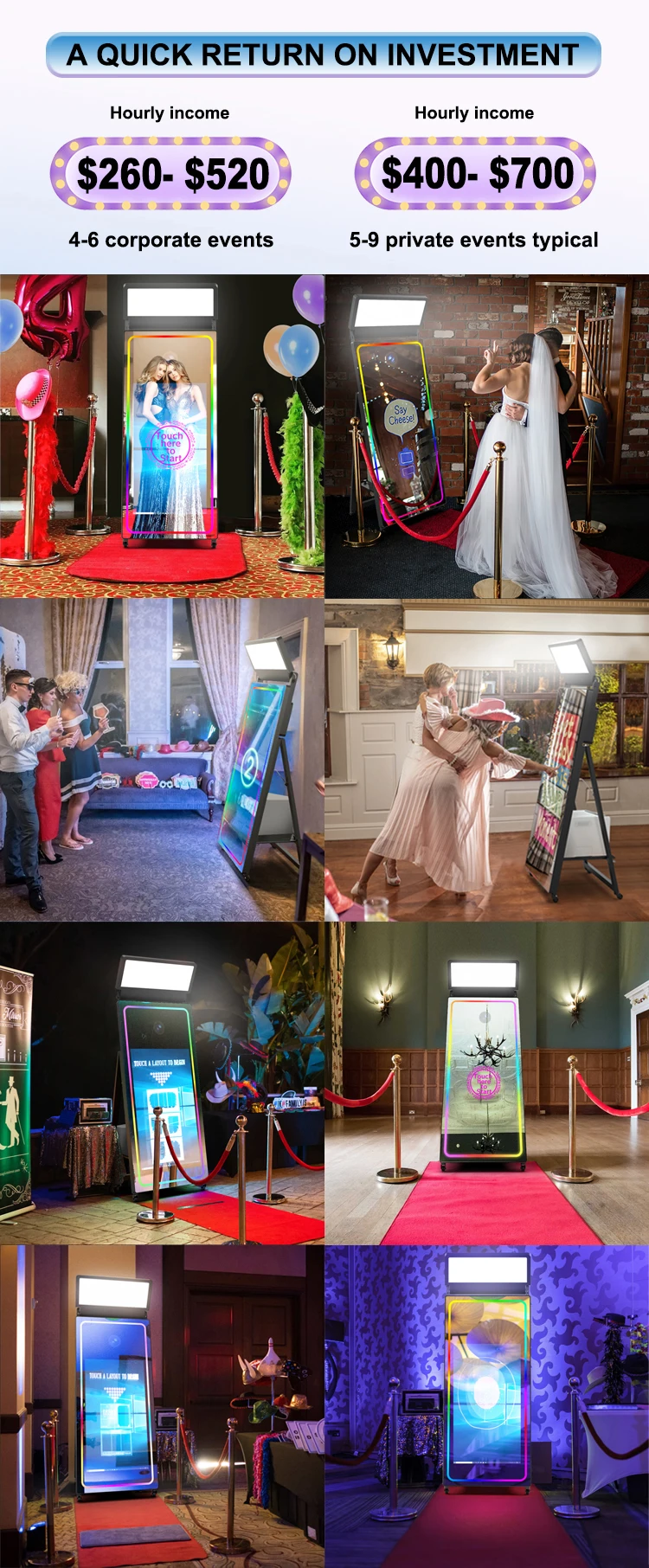 Mirror Photo Booth Automatic Selfie Photo Booth Kiosk Mirror Boo Flight ...