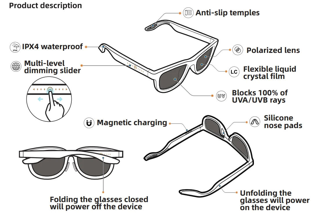 Digit Smart Glasses - AI Sunglasses with Brightness Control