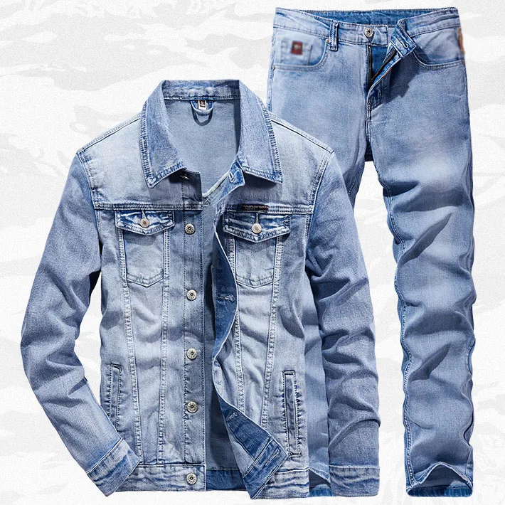 Light Blue Denim Suit for Men - Slim Stretch & High Quality
