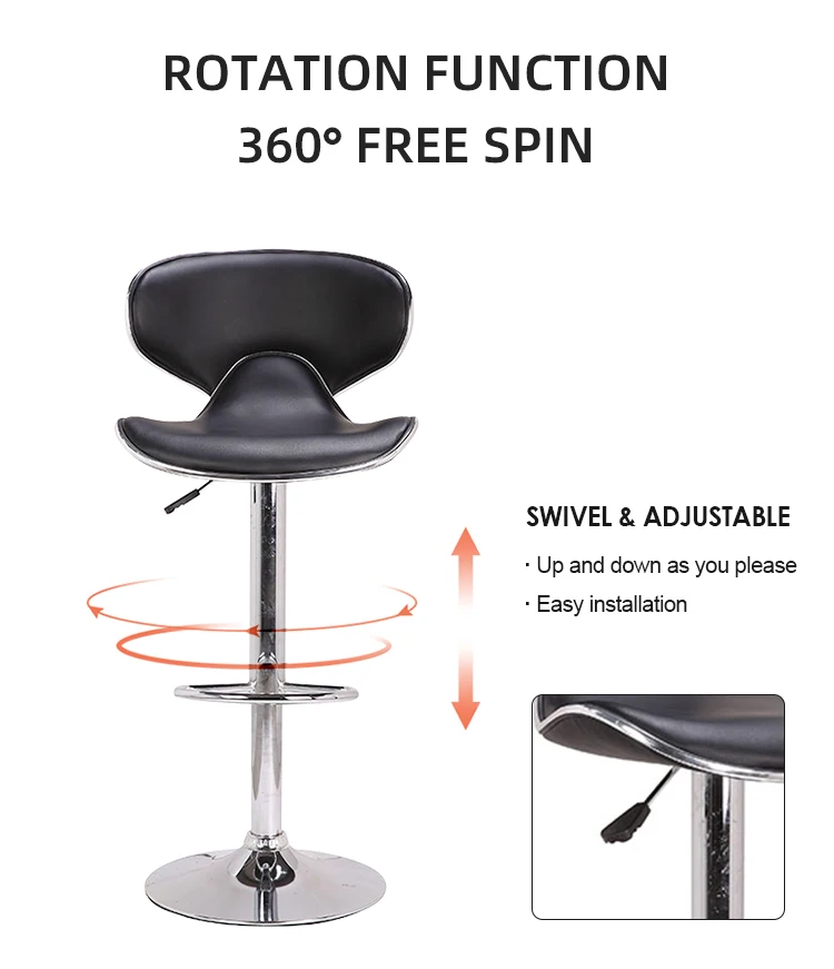 Modern Commercial Upholstered Black Comfortable Bar Height Chairs ...