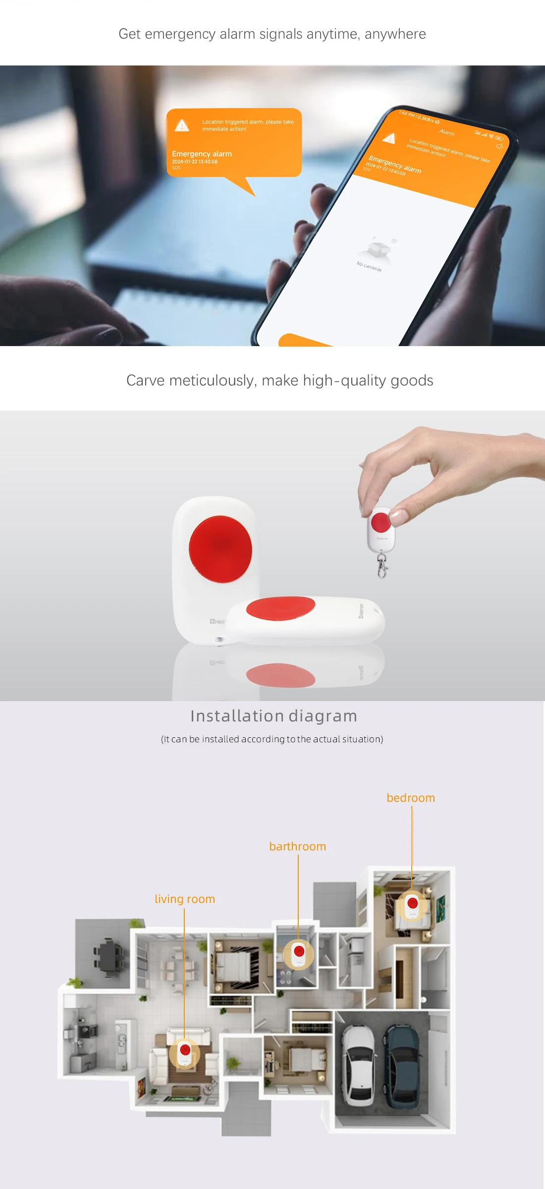 Smart Emergency Sos Panic Button - Home Security Alarm