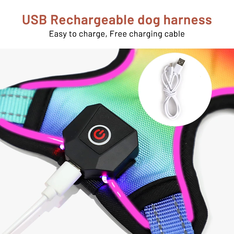 2025 New LED Light Dog Harness Vest - Custom Logo & Safety