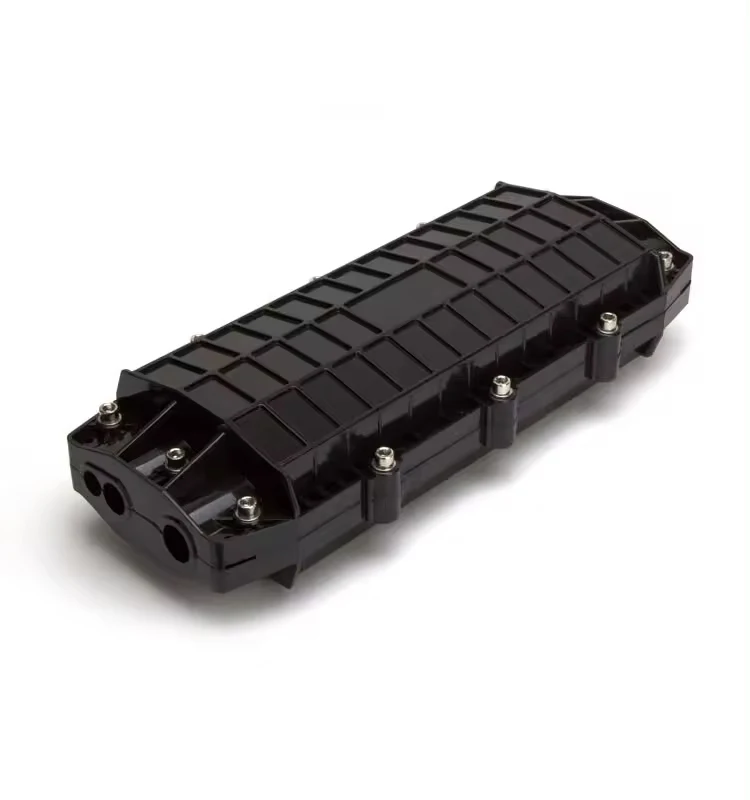 Outdoor Black horizontal type FTTH Splicing Sleeves Fiber Optic 12 24 ...