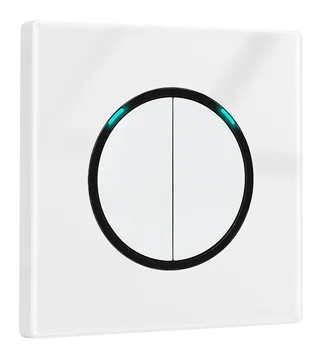 Hot Selling Luxury White 2 Gang 1way Light Round Switch Tempered Glass ...