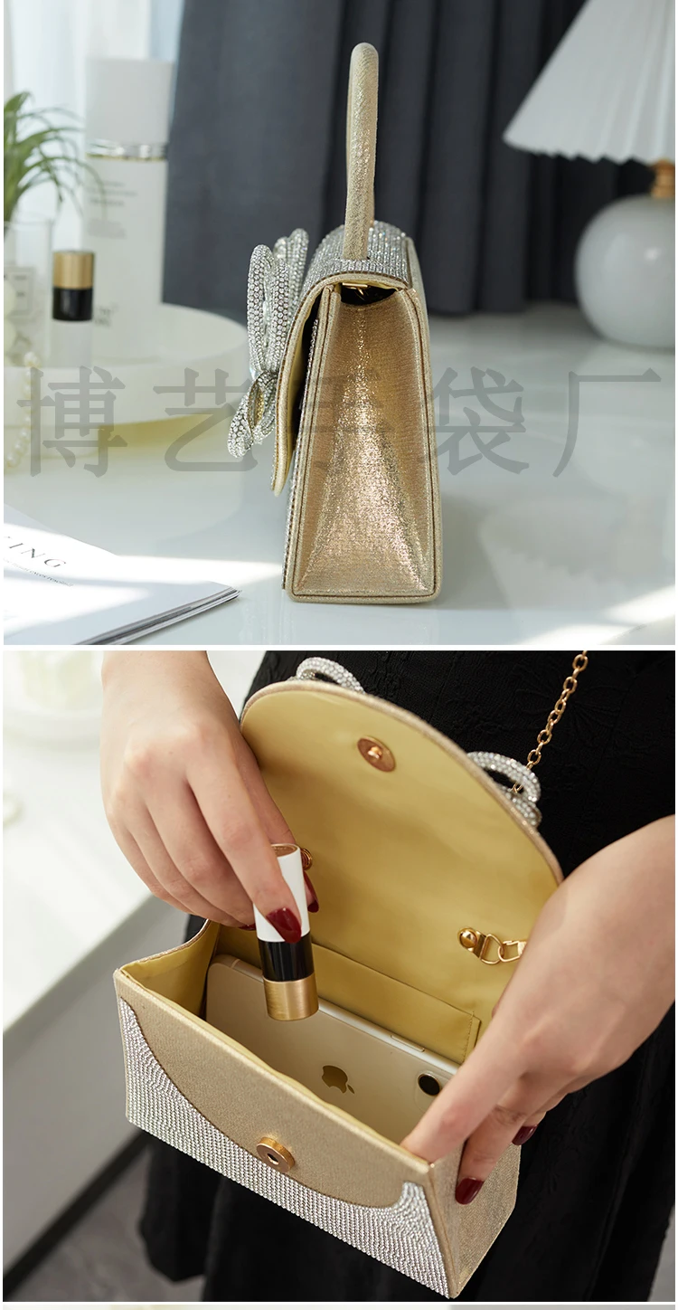 Fashion Wedding Dress Evening Bag Rhinestone Bow Handbag Party Small ...