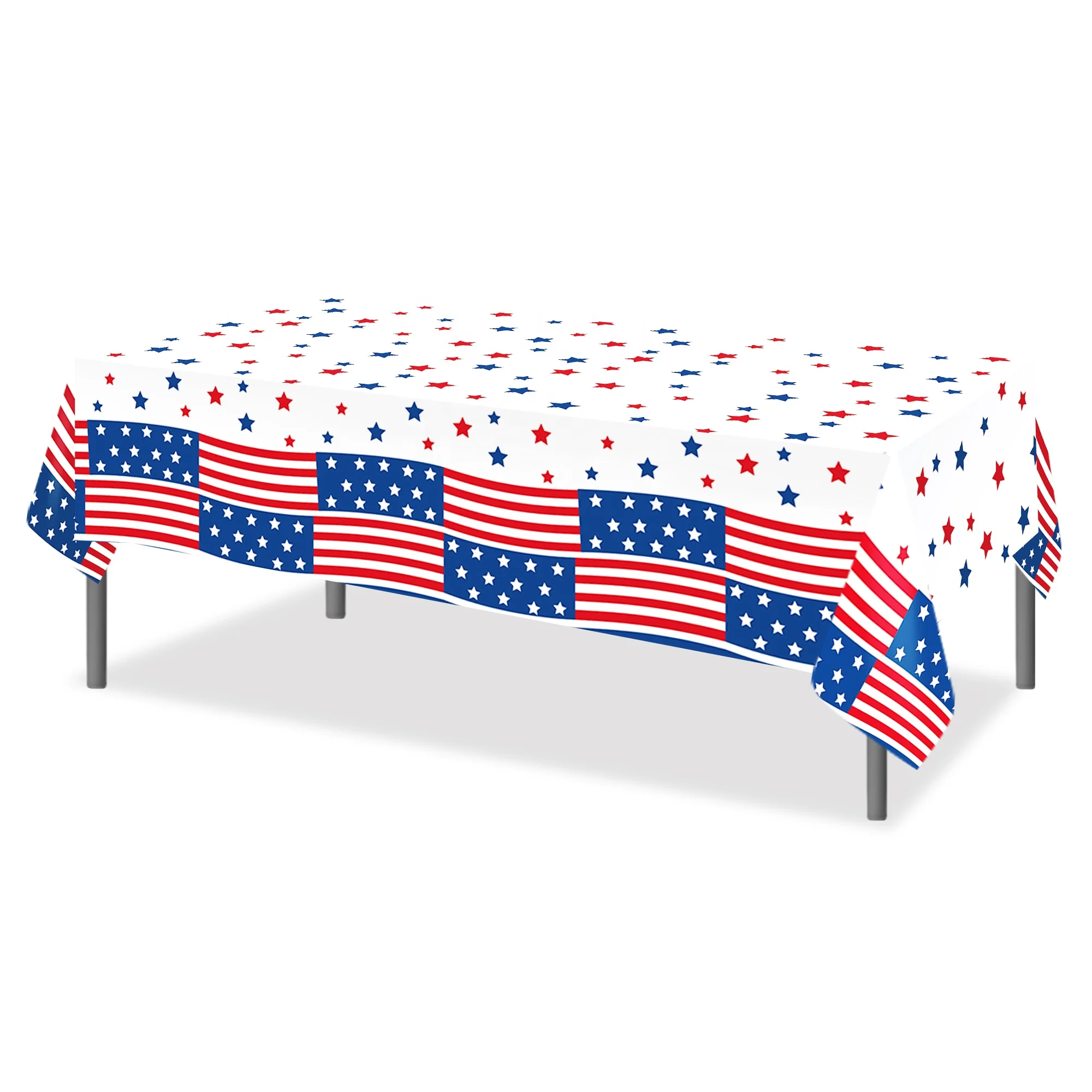 Huancai Usa Flag Pe Table Cover 4th Of July Party Decorations Plastic ...