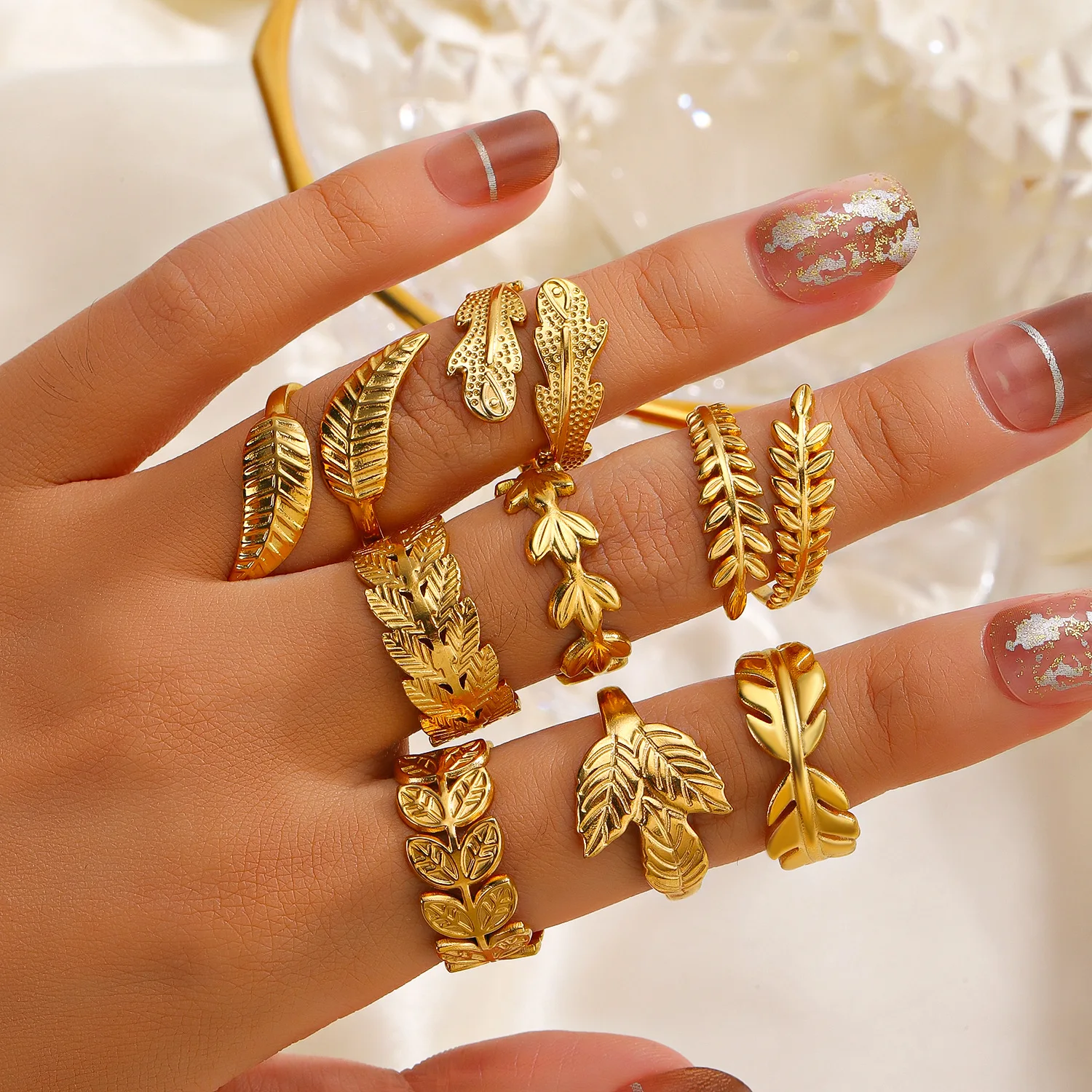 Wholesale Stainless Teel Gold ring 12 Pieces
