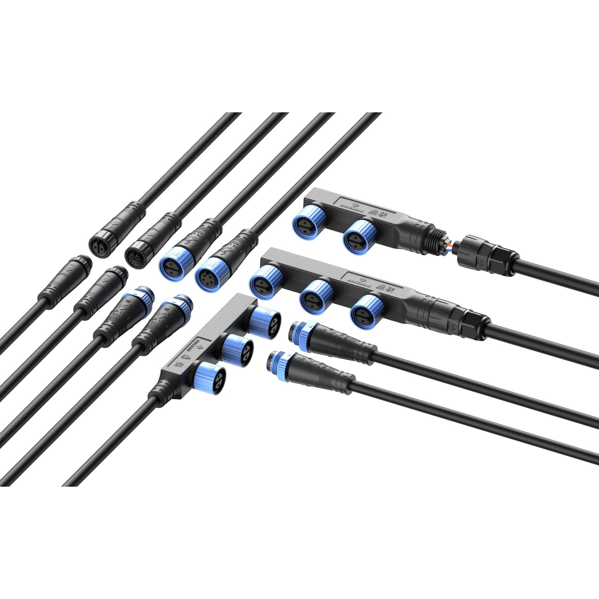 IP67 F Type 2 Pin Male Female 1 to 2 3 4 5 Ways Waterproof LED Plug M15 ...