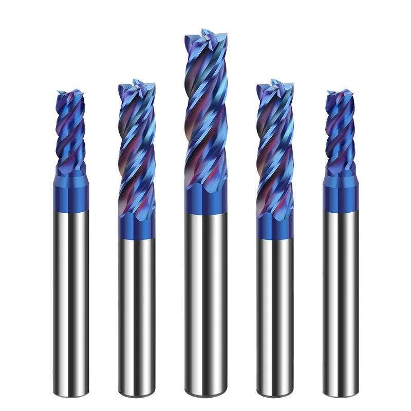 Hrc65 High Hardness Solid Carbide End Mills With Blue Coated 4 Flute ...