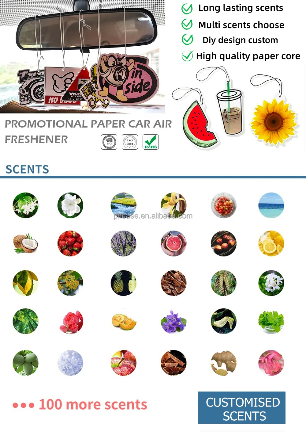 Wholesale Custom Design Paper Car Air Fresheners - Last Scents