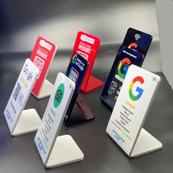 Customized Qr Code Google Review Acrylic Nfc Stand Touchless To Scan ...