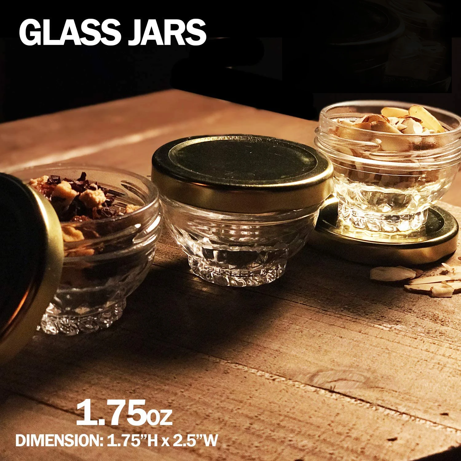 Caviar Jar Small Mini Glass Jars with Tin Lids, 1.75 oz - Versatile ...