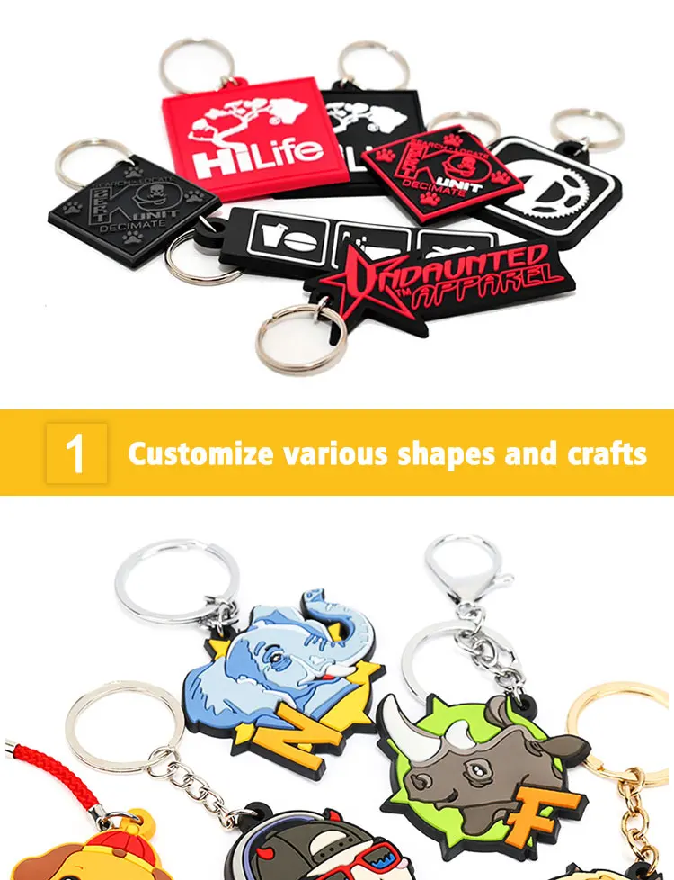 3d Funny Cartoon Animals Pvc Key Rings Kawaii Flexible Rubber Keychain ...