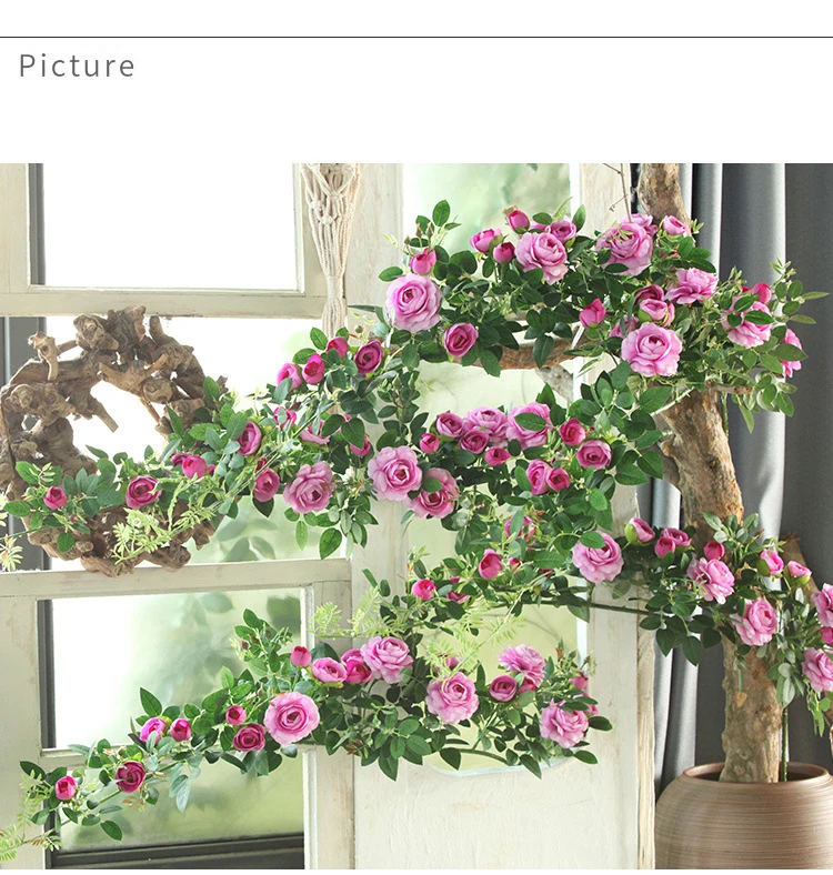 Wholesale Artificial Rose Flower Rattan For Home Decoration Artificial ...
